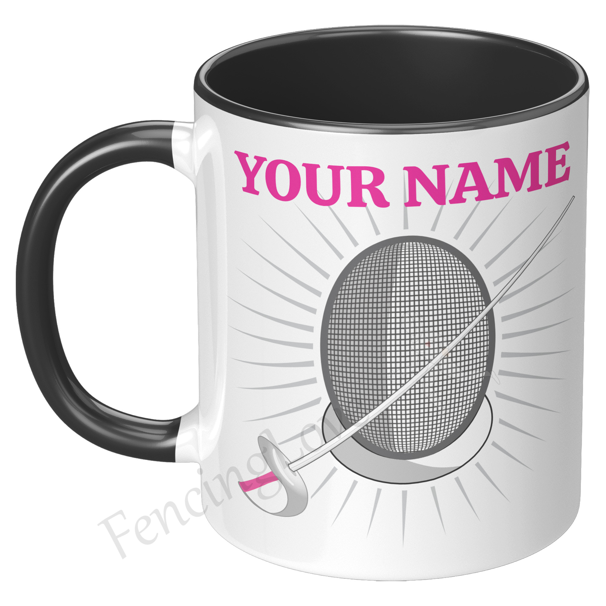 Fencing Mask & Sword Mug - Cute Personalized Fencer Gift - Fencing Love