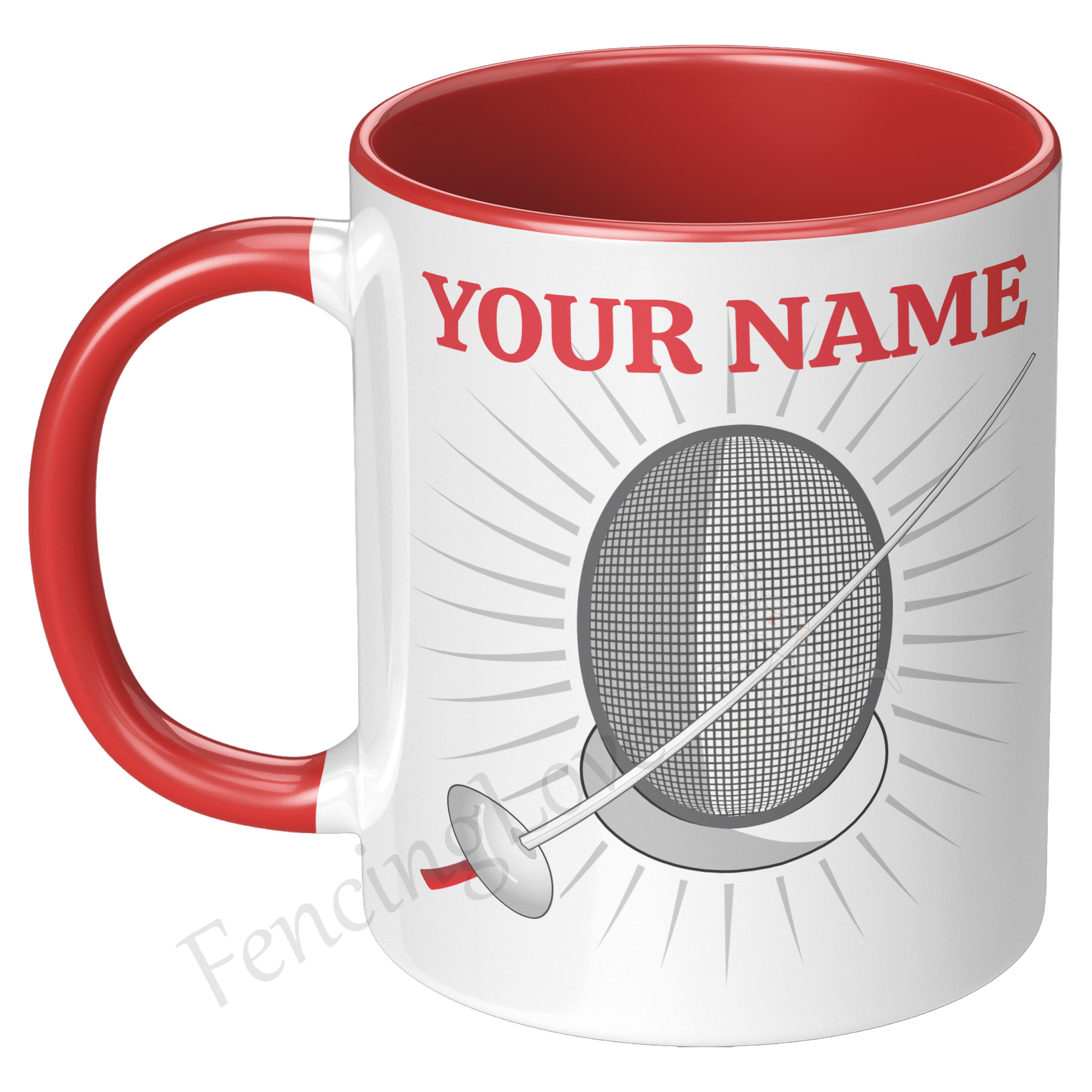 Fencing Mask & Sword Mug - Cute Personalized Fencer Gift - Fencing Love