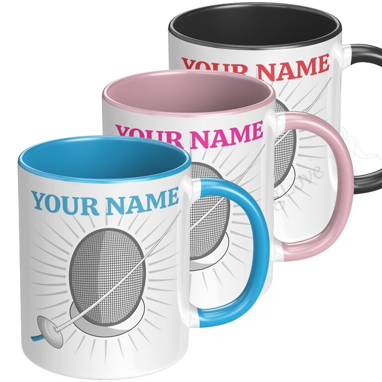 Fencing Mask & Sword Mug - Cute Personalized Fencer Gift - Fencing Love